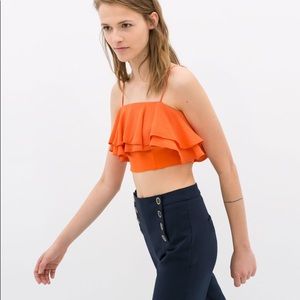 Zara | Tops | Zara Orange Ruffle Top | Poshmark